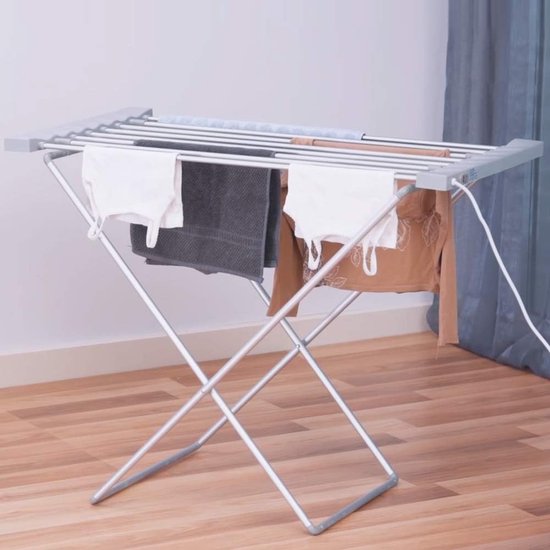 Electric Drying Rack Foldable 120 W with 8 Poles Aluminum Clothes Rack 94 x 74 x 50 cm | bol