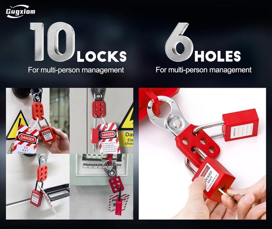 10PCS Lock Out Tag Out Hasp - 6-gaats Ontwerp Hangslot Hasp voor ...