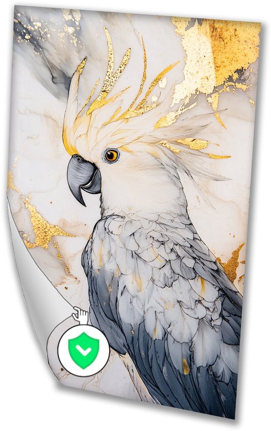 Elegante kaketoe met gouden details - Vogel poster - Poster kaketoe ...