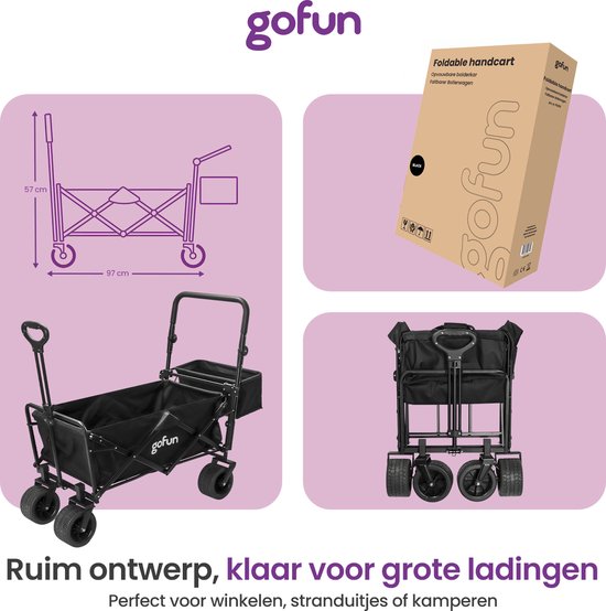 Gofun Bolderkar XXL - 150KG Draagvermogen - 150L Inhoud - Opvouwbaar ...