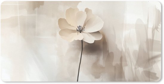 Bureau onderlegger 60x30 cm - Muismat Bloem - Beige - Verf - Schaduw ...