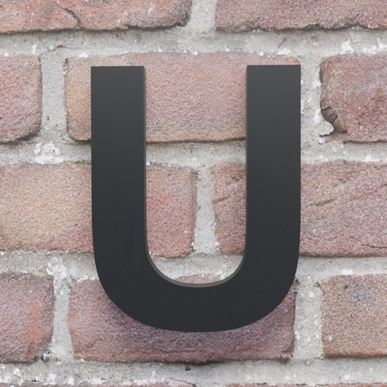 Huisnummer Arial U zwart - Huisnummerbord - 25 cm - zelfklevend | bol