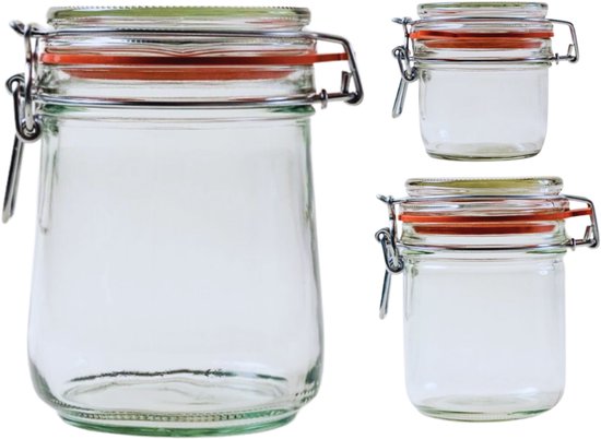 Weckpotten set 200, 400 en 800ml met beugelsluiting - weckpotjes ...