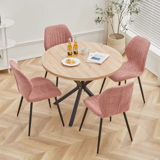 Nordic Ronde Houten Eettafel - Hout - Massief - Staal - Stijlvol ...