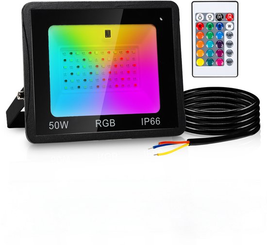 RGB LED Schijnwerpers Met Afstandsbediening - 50 Watt - LED Bouwlamp ...