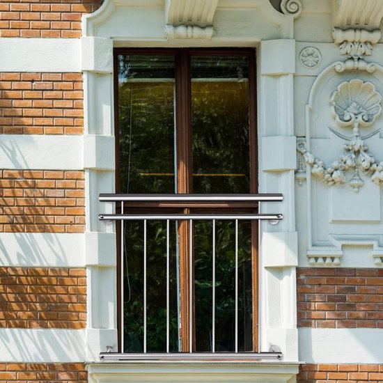 Aufun Frans Balkon Rvs Reling 100 X 90 Cm Terrasreling Met 7 Vulstaven ...