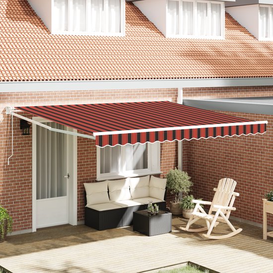 vidaXL - Inklapbare - Luifel - Rood - en - Zwart - 350 - x - 250 - cm ...