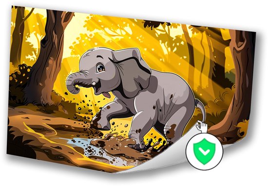 Vrolijke olifant in de natuur - Olifant poster - Wanddecoratie dieren ...
