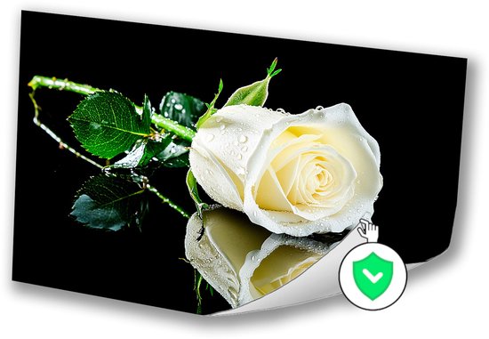 Witte roos met reflectie - Roos wanddecoratie - Wanddecoratie bloemen - Hyperrealisme... | bol