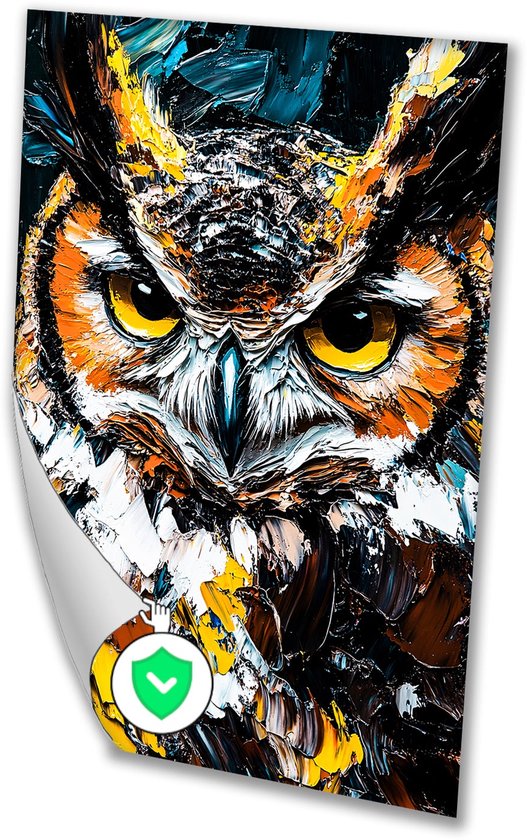 Dynamisch schilderij van een uil - Uil posters - Poster dier - Abstract ...