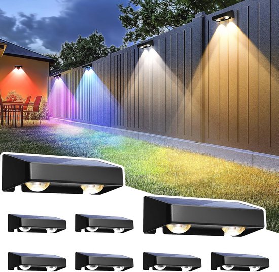 Zonne Fence Lights Buiten - 8 Kleuren LED Verlichting voor Tuin, Patio ...