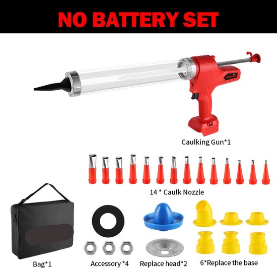 Elektrisch Kitpistool - Accu Kitspuit - Lijmpistool - 6 Snelheden - 18V ...