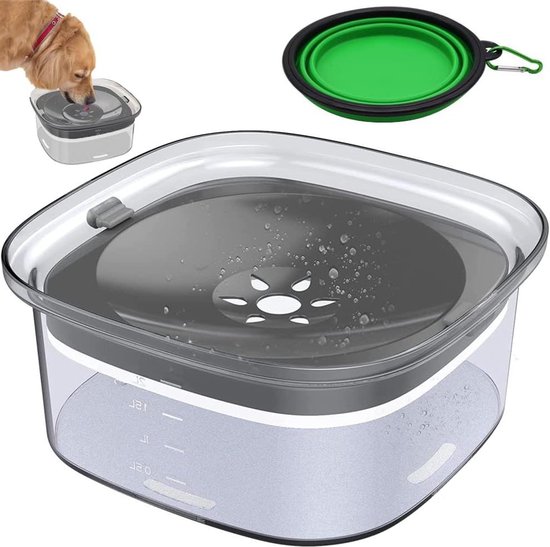 Drijvende waterbak van 2 liter voor huisdieren - Grijs, langzaam ...