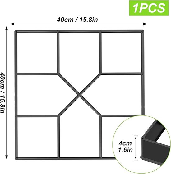 NAIZY 1 stuk DIY beton sjabloon 40x40cm bekisting mal 8 raster NO.2 vierkante... | bol