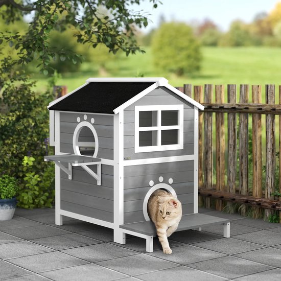 Kattenhuis - Voor buiten - Hok - Kooi - Bench - Ren - 2 verdiepingen ...