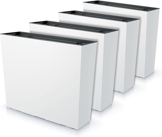 Set van 4 Rechthoekige Kunststof Bloempotten - Modern Design voor ...