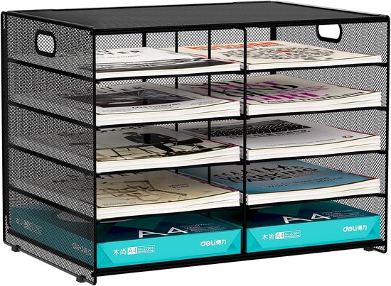 Metalen Bureau Organizer met 10 Vakken - Documentenhouder voor A4 ...