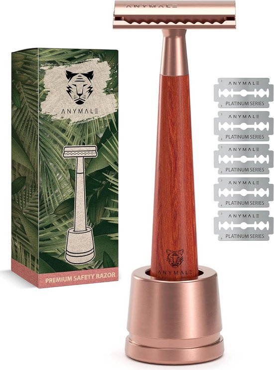 Duurzaam Scheermesje van Hout | Set met 5 Messen en Standaard | Zero ...