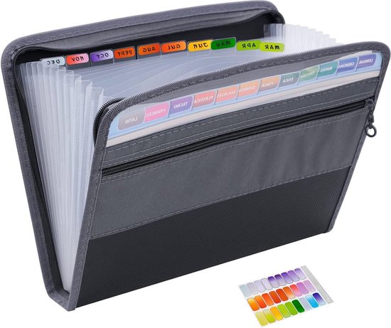 SNQ Projectmap - A4 - Opvouwbare Map Met Tabbladen - 13 Compartimenten ...