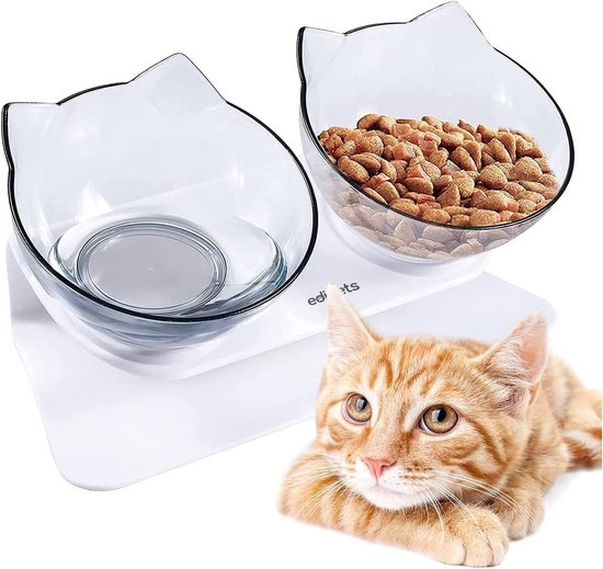 Voederbak voor katten - dubbele verstelbare kom - transparant | bol