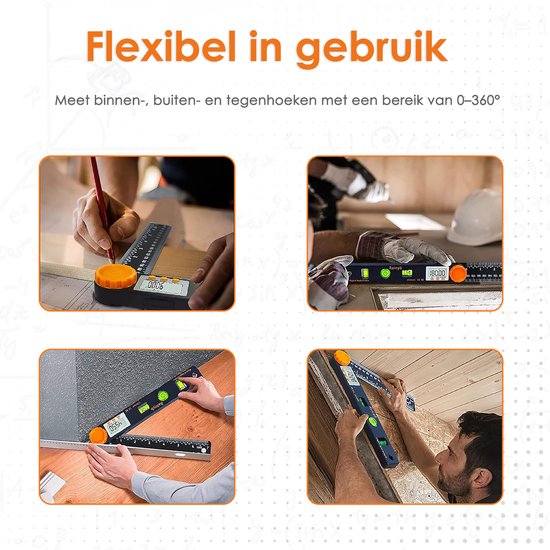 Vesfy Zwaaihaak Digitaal met Waterpas - 320mm - 360 Graden - Hoekmeter ...