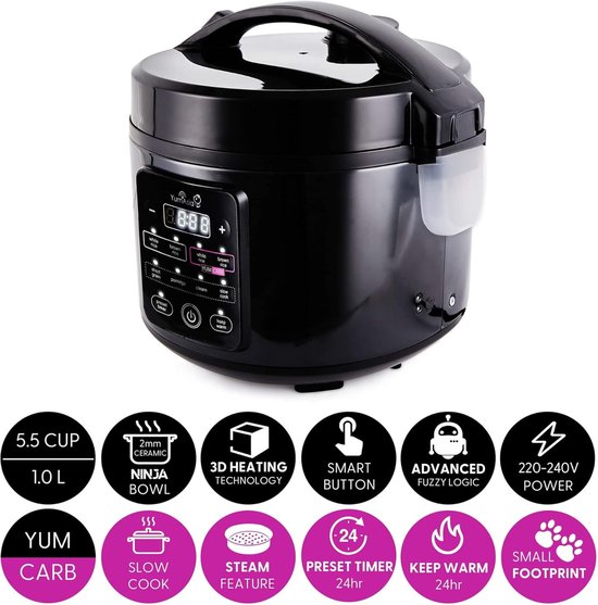 Rijstkoker - Multicooker - Warmhoudfunctie - Zwart | bol