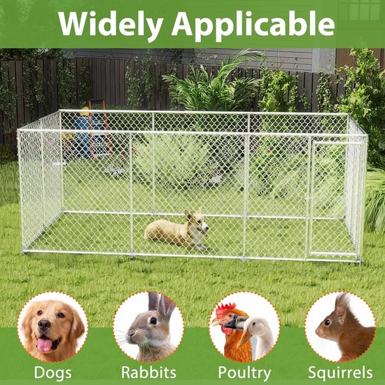 NAIZY Outdoor hondenkennel 250 x 200 x 150 cm groot hondenhok verzinkt ...