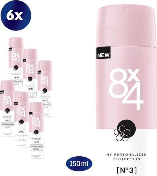 8X4 N0.3 Velvet Blossom Deodorant Spray - 6 x 150 ml - voordeelverpakking | bol