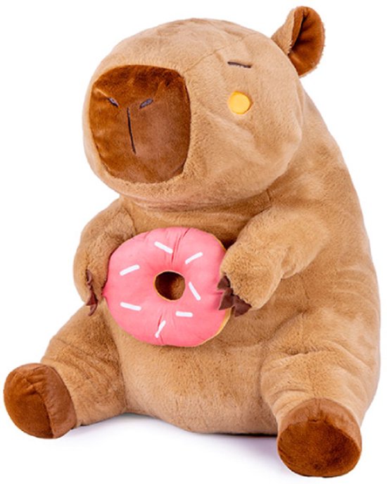 Topknuffels® - Capybara met Roze Donut Pluche Knuffel 24 cm - Capibara ...