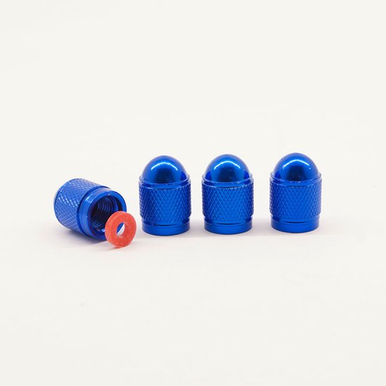 Schrader (auto) ventiel - Blauw aluminium bolvormig met afdichting | bol