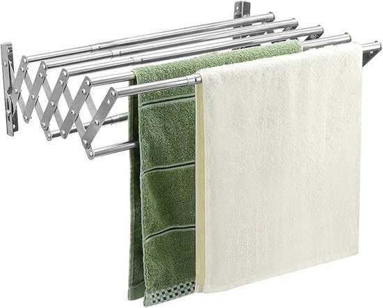 S&Dshopline® Opvouwbaar wasrek, wandmontage, uittrekbaar, wasrek met 7 ...