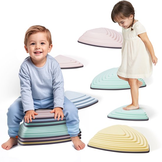 Balans Stapstenen voor Kinderen, 6 Stuks, Tot 100 Kg, Antislip, voor ...