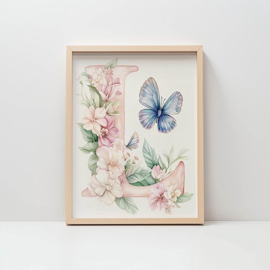 Lijst Muurposter Letter L Bloemen Vlinder 40X50 Cm | bol