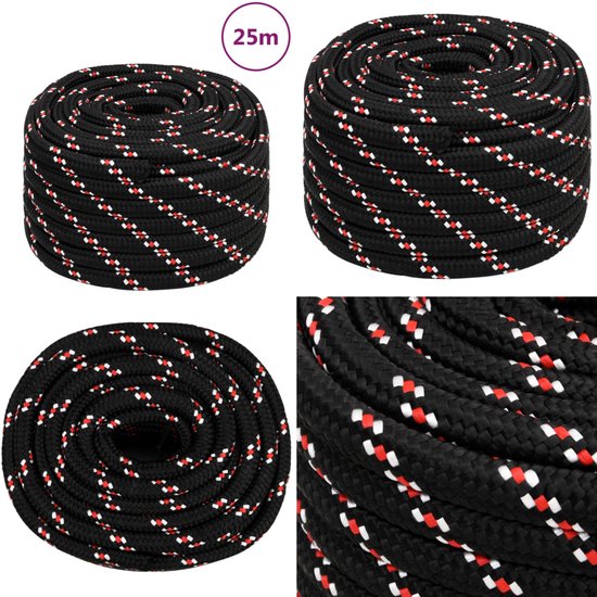 vidaXL Boot touw 20 mm 25 m polypropyleen zwart - Scheepstouw ...