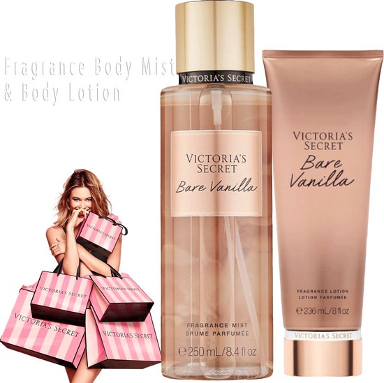 Victoria’s Secret Bare Vanilla Bundle Set 8 fl oz fragrance Body Lotion 8.4 fl oz Body... | bol