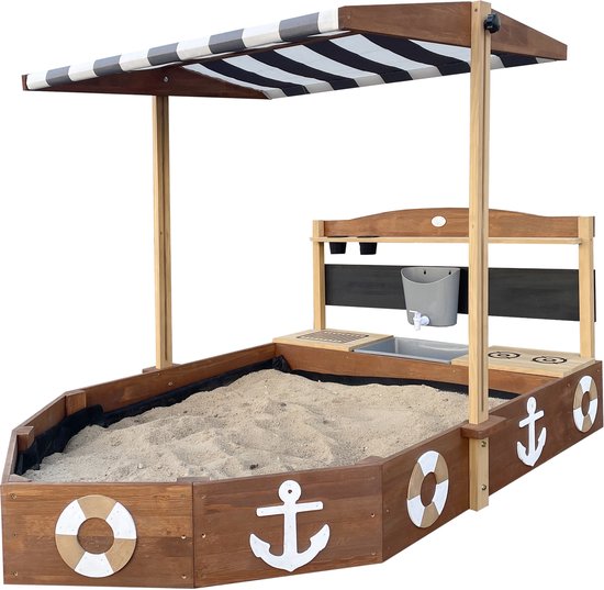 AXI Dora Boot zandbak met speelkeuken en dak (UV50) 160 x 100 cm ...