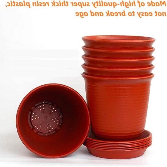 Plastic bloempotten - 6 stuks - 15,5 cm - Dikke plantenpotten met ...