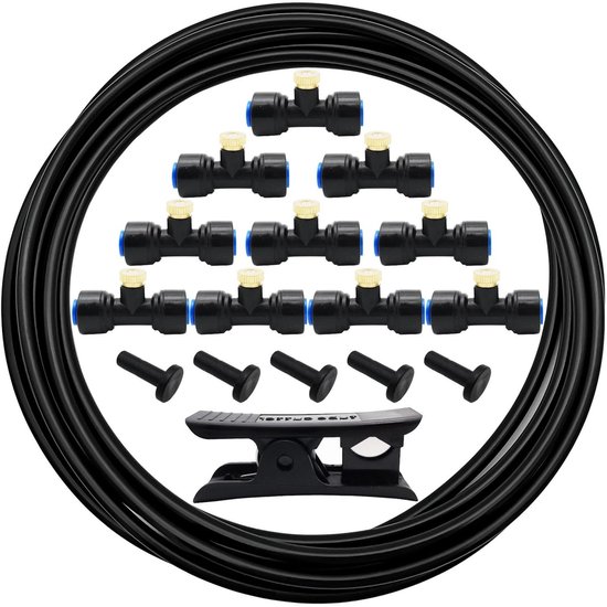 Waternevel-sproeisysteem voor koeling - 5 meter slang, 10 ...