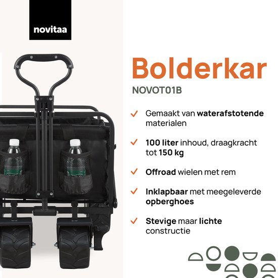 Novitaa Bolderkar Opvouwbaar - Sterk Frame - Dikkere Wielen met Rem ...