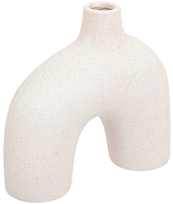Design Vaas van Wit Zandkeramiek – Asymmetrisch | Hoogte 18 cm ...