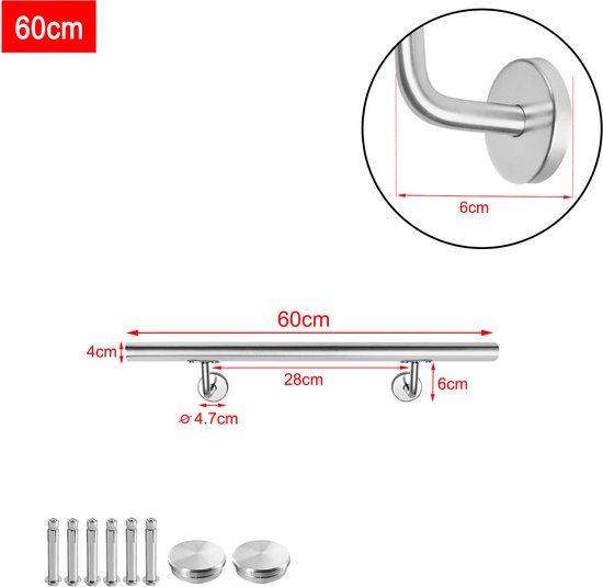 Aufun Trapleuning Leuning met metalen pluggen, wandleuning voor leuning ...