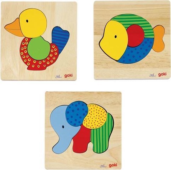 Goki Puzzle elephant, fish or duck | bol.com