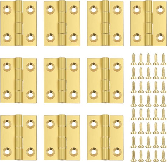 Mini Hinges 1 Inch Solid Brass - 10 Pieces with Screws for Drawers ...