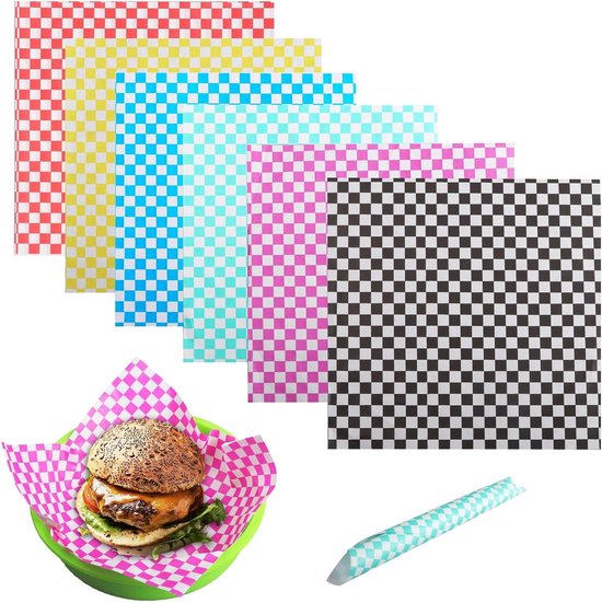 300pcs 30x30cm Checkered Food Grease Paper - Waterproof Grease Free ...
