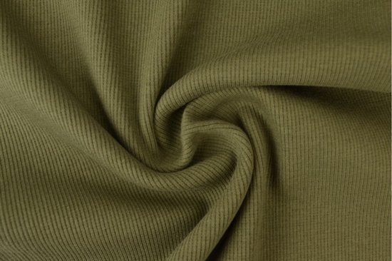 Rib boordstof - Donker mosgroen - 1 meter - Per meter - 60cm breed | bol