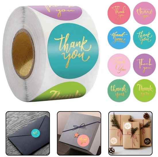 Bedankt Stickers 500 stuks - 25mm Sluitstickers op rol - Thank You Stickers -... | bol