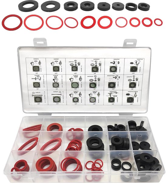 141 stuks rubberen afdichtingen 18 maten vezelringafdichtingen O-ringafdichtringen... | bol