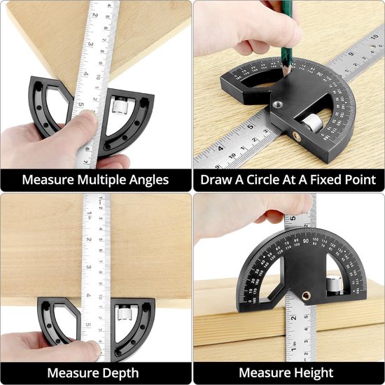 Verstelbare Hoekmeter Tool met Center Locator & Scribe Functie 0-180 Graden - Voor... | bol