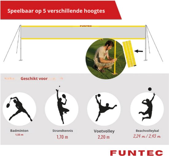 Beachvolleybal Fun Sports Set – Compleet Set voor Buiten – Inclusief ...