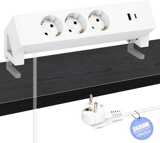Tafelstopcontact 5-in-1 – 3 Stopcontacten, USB-A & USB-C ...